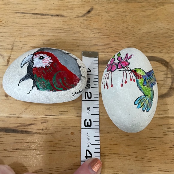 Hand Crafted | Accents | Hand Crafted Painted Green Hummingbird Rock ...